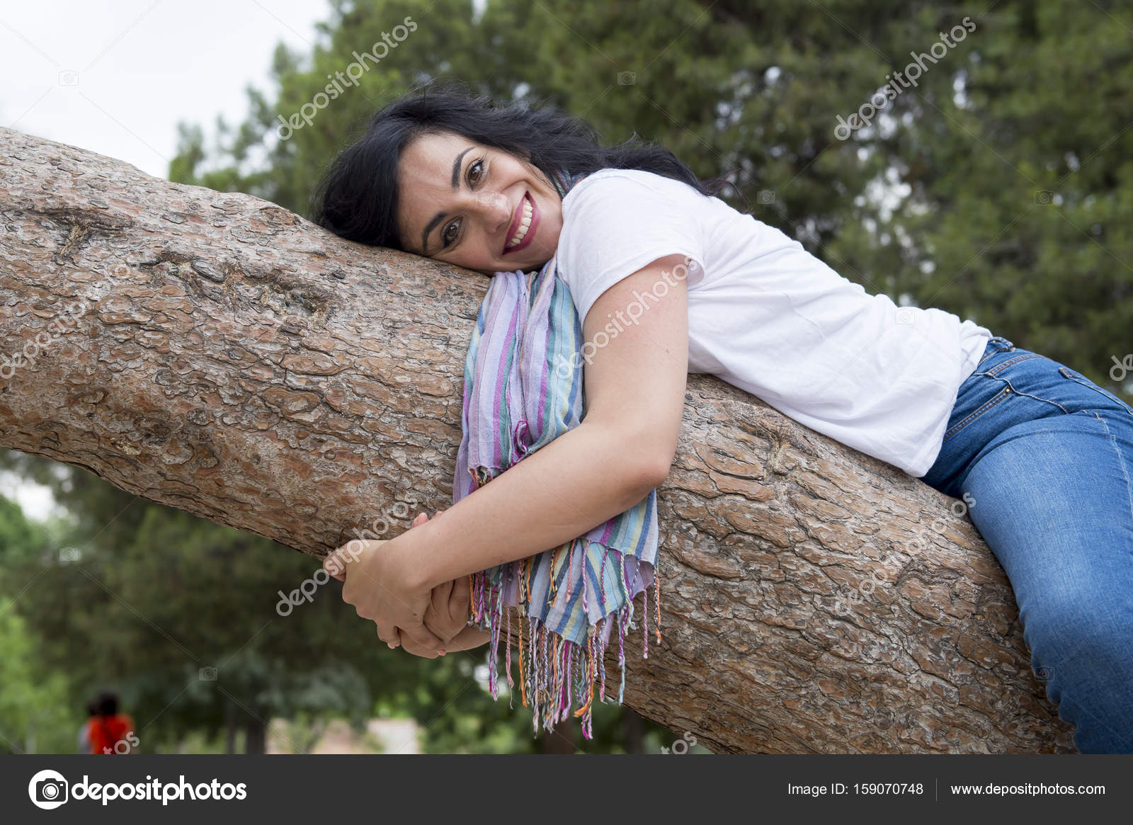 Pretty woman hugging tree Stock Photo by ©sbartsmediagmail.com 159070748