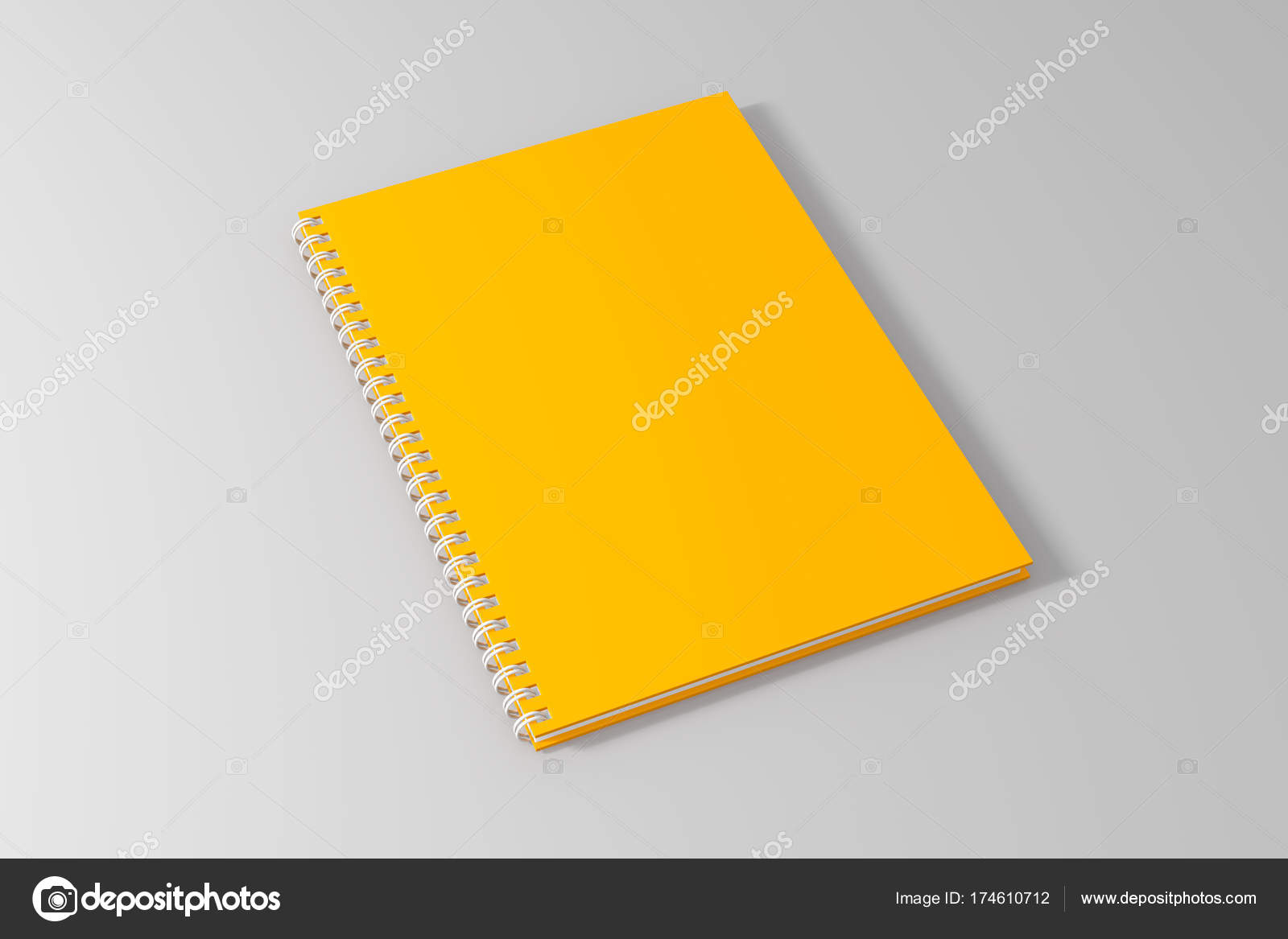Blank empty yellow spiral notebook template on clean white backg Stock ...