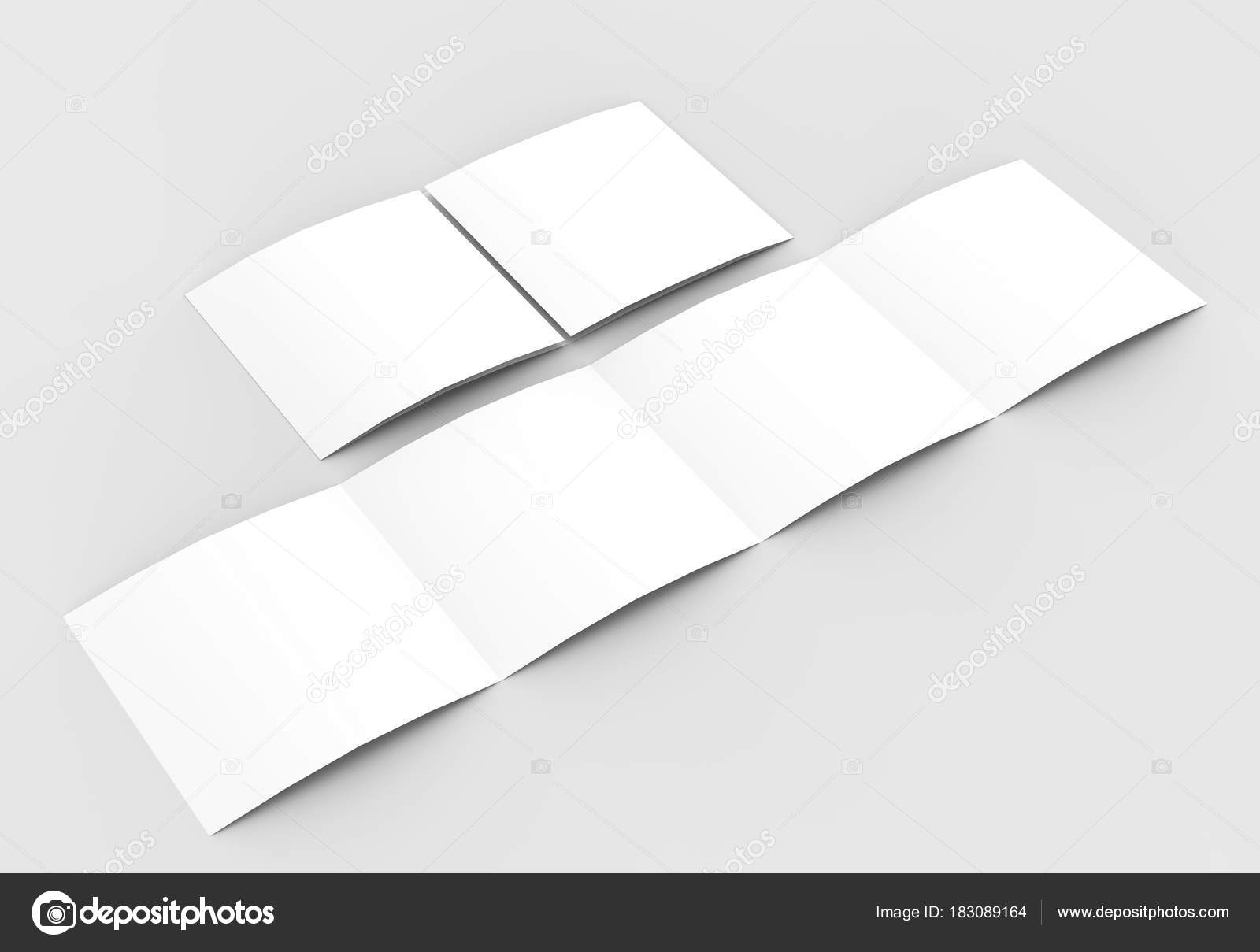 Square four folded - 4-Fold - brochure mock-up isolated on soft — Stock ...