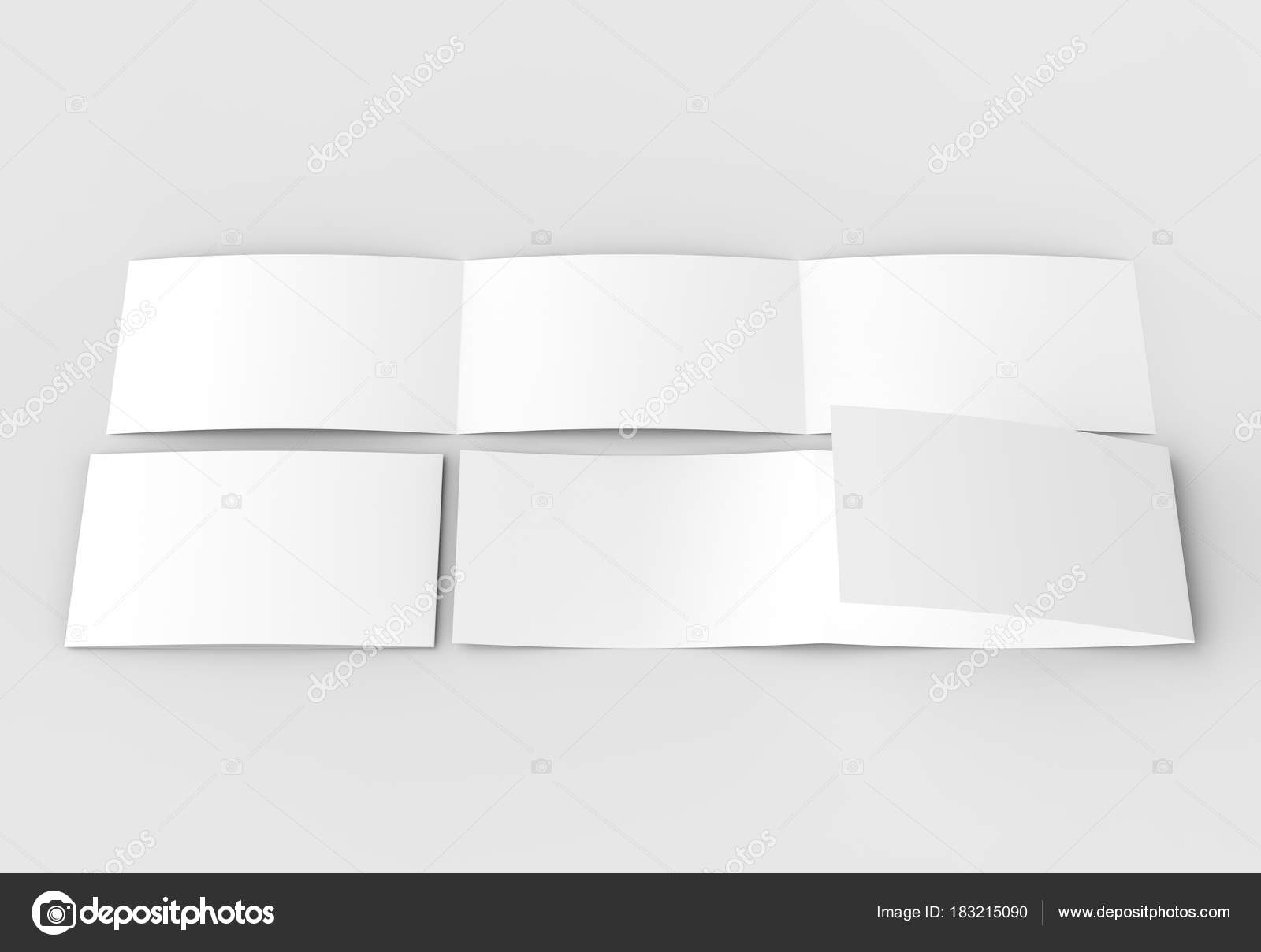Template of blank three fold horizontal - landscape brochure moc ...