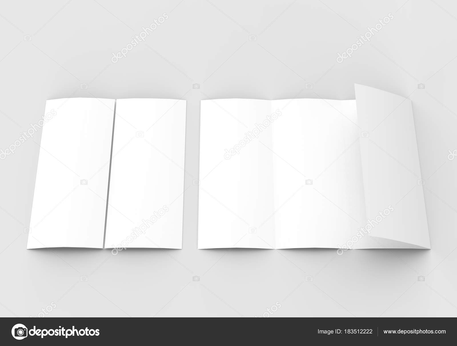 Four folded - 4-Fold - vertical brochure mock-up isolated on sof Stock ...