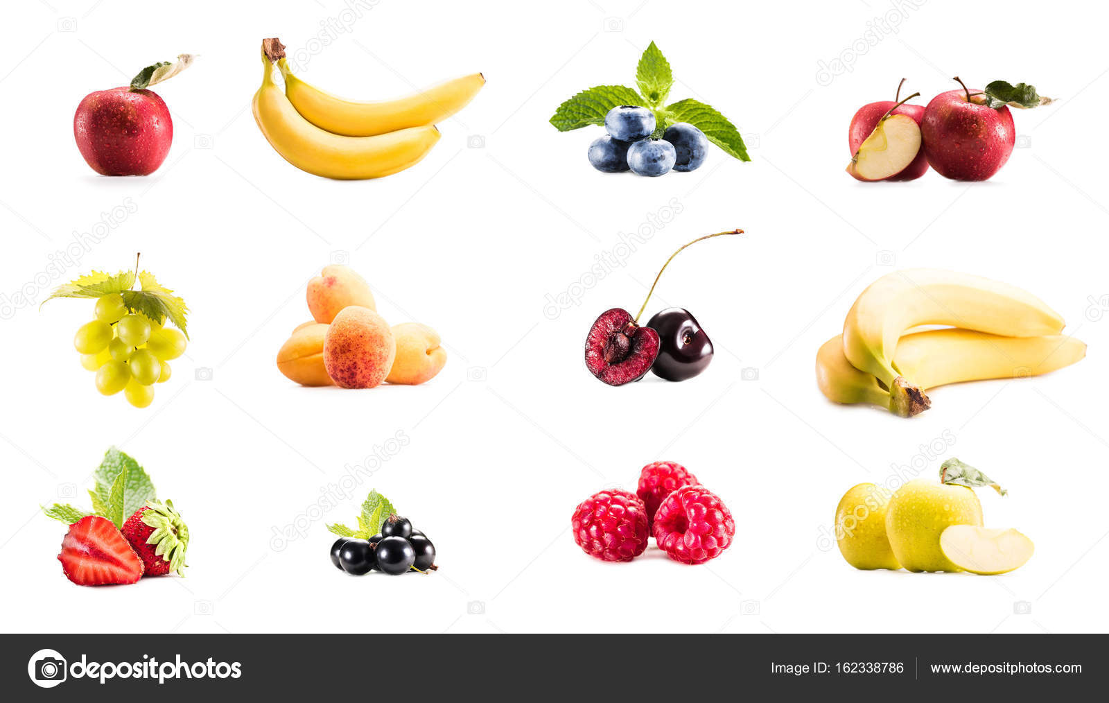 Collage with various fresh fruits and berries — Stock Photo ...