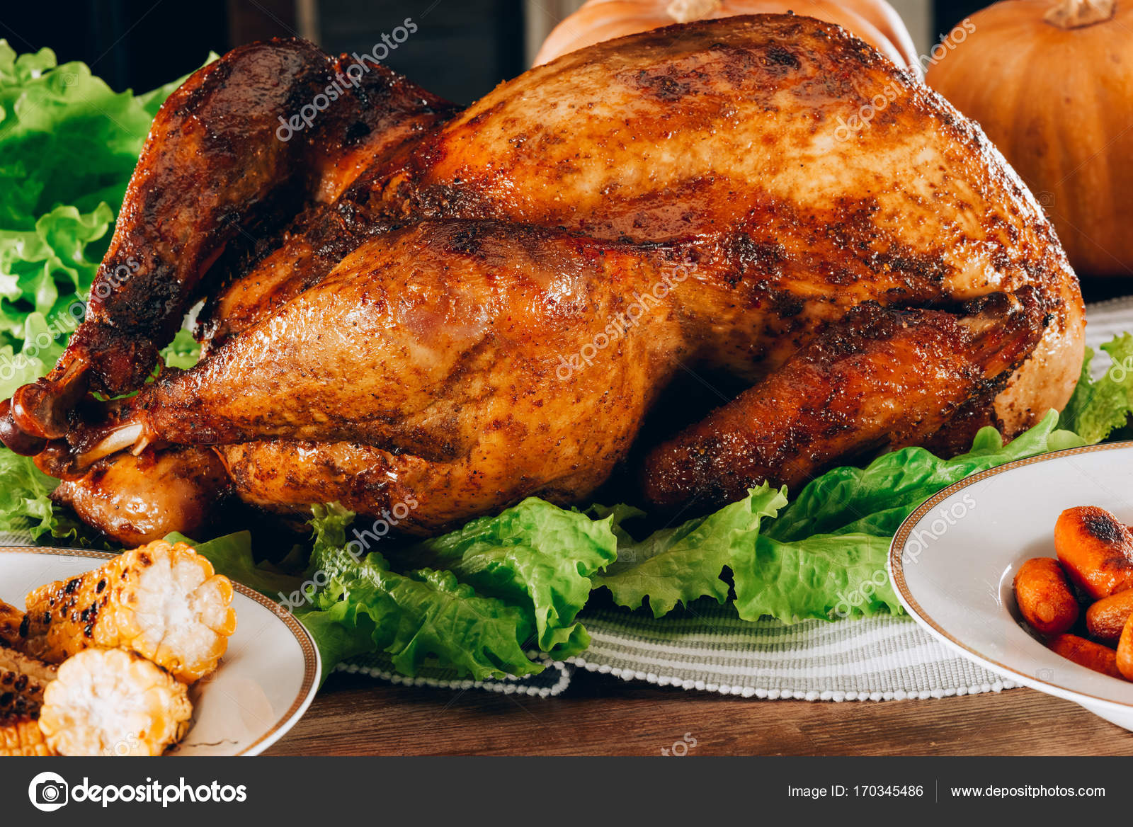 Baked turkey for thanksgiving day — Stock Photo © VadimVasenin #170345486