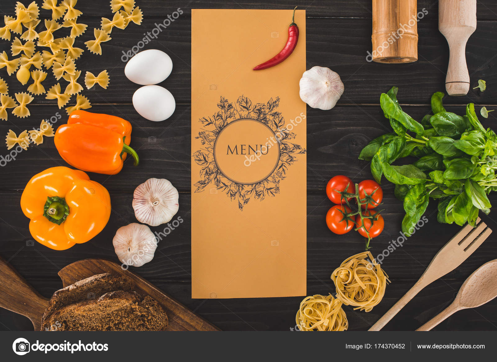 Restaurant menu and ingredients — Stock Photo © VadimVasenin #174370452