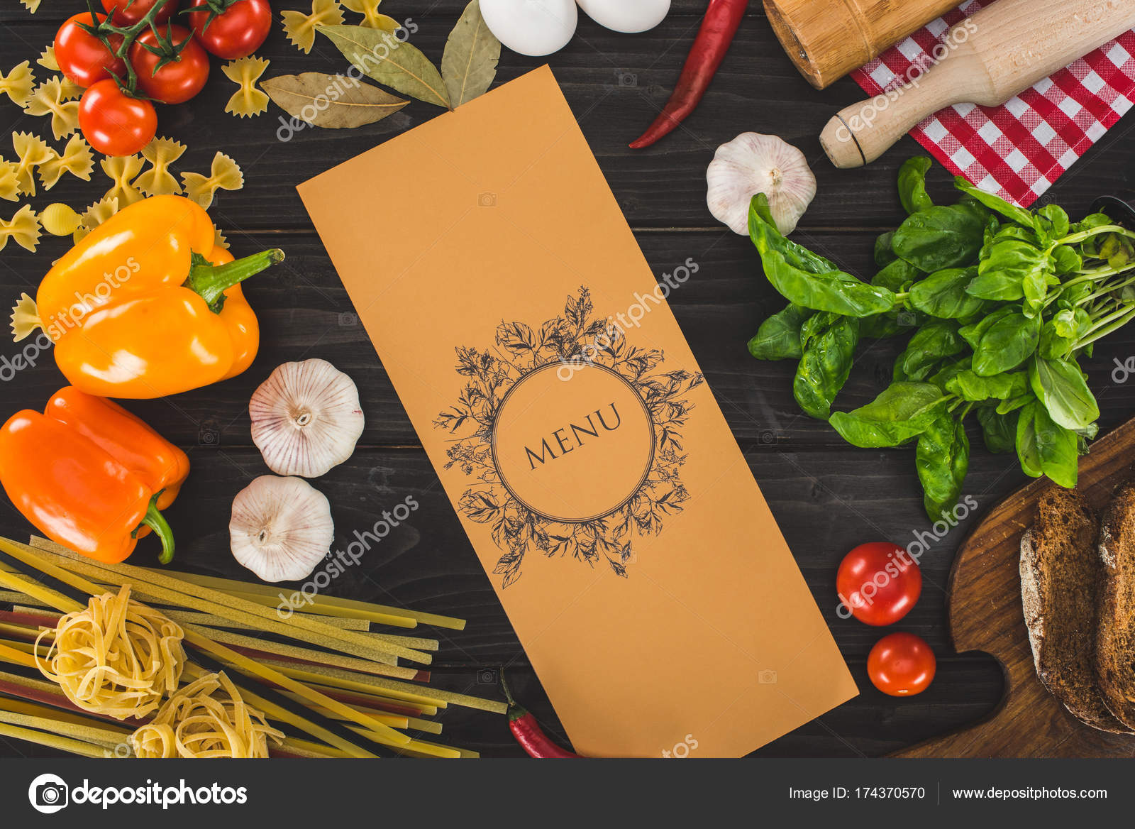 Restaurant menu and ingredients — Stock Photo © VadimVasenin #174370570