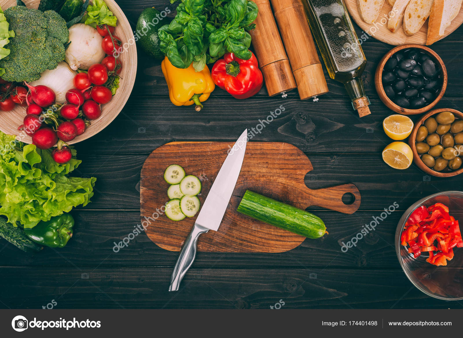 Chopping board with vegetables Stock Photo by ©VadimVasenin 174401498