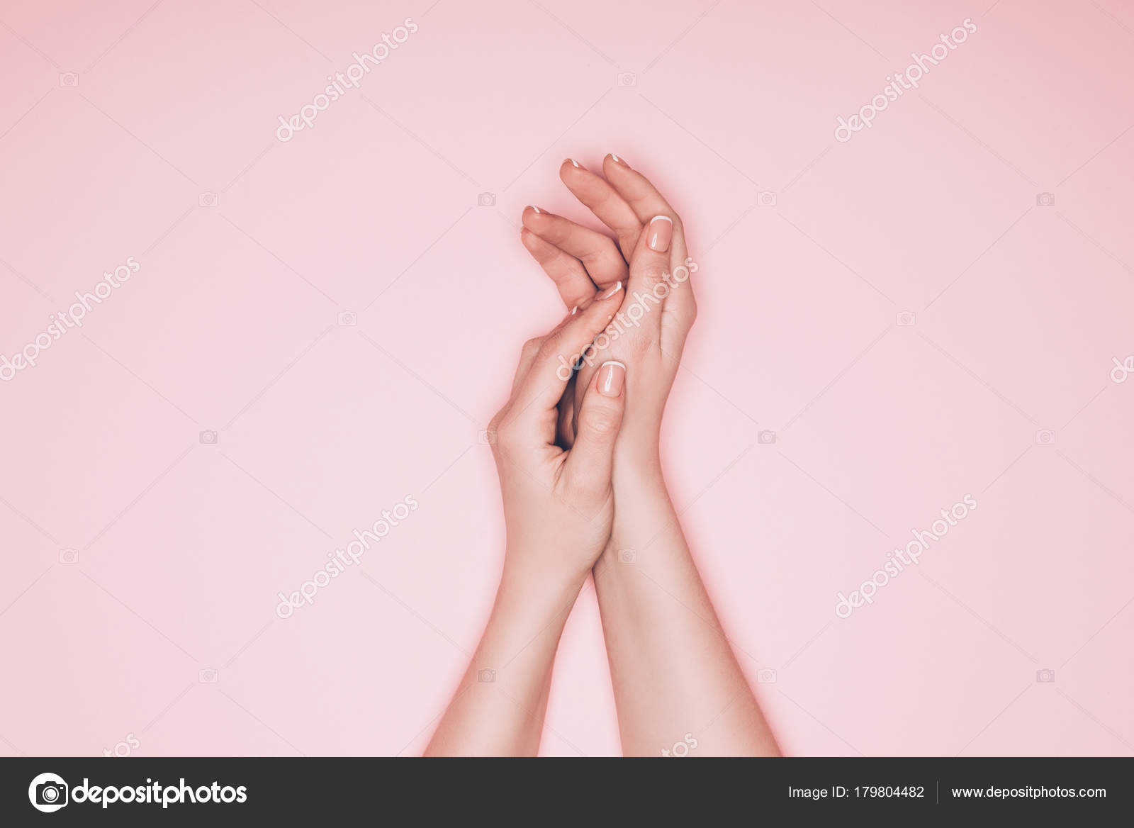 Cropped Shot Female Hands Perfect Skin Isolated Pink — Stock Photo ...