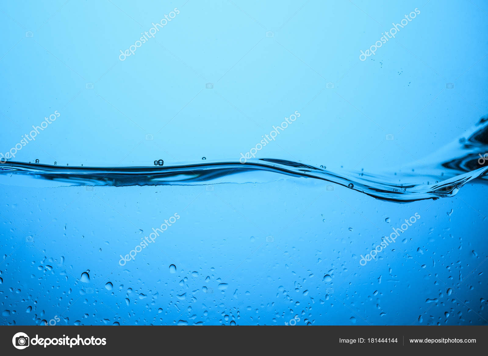 Flowing Pure Water Texture Drops Isolated Blue — Stock Photo ...