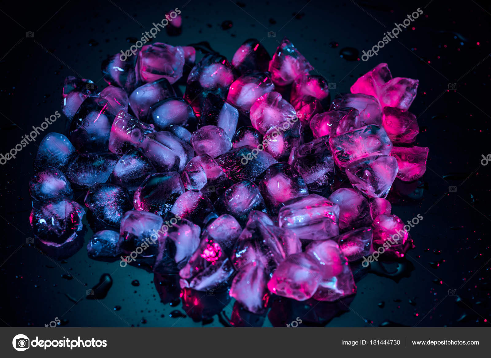 Close Pink Melting Ice Cubes Black — Free Stock Photo © VadimVasenin ...