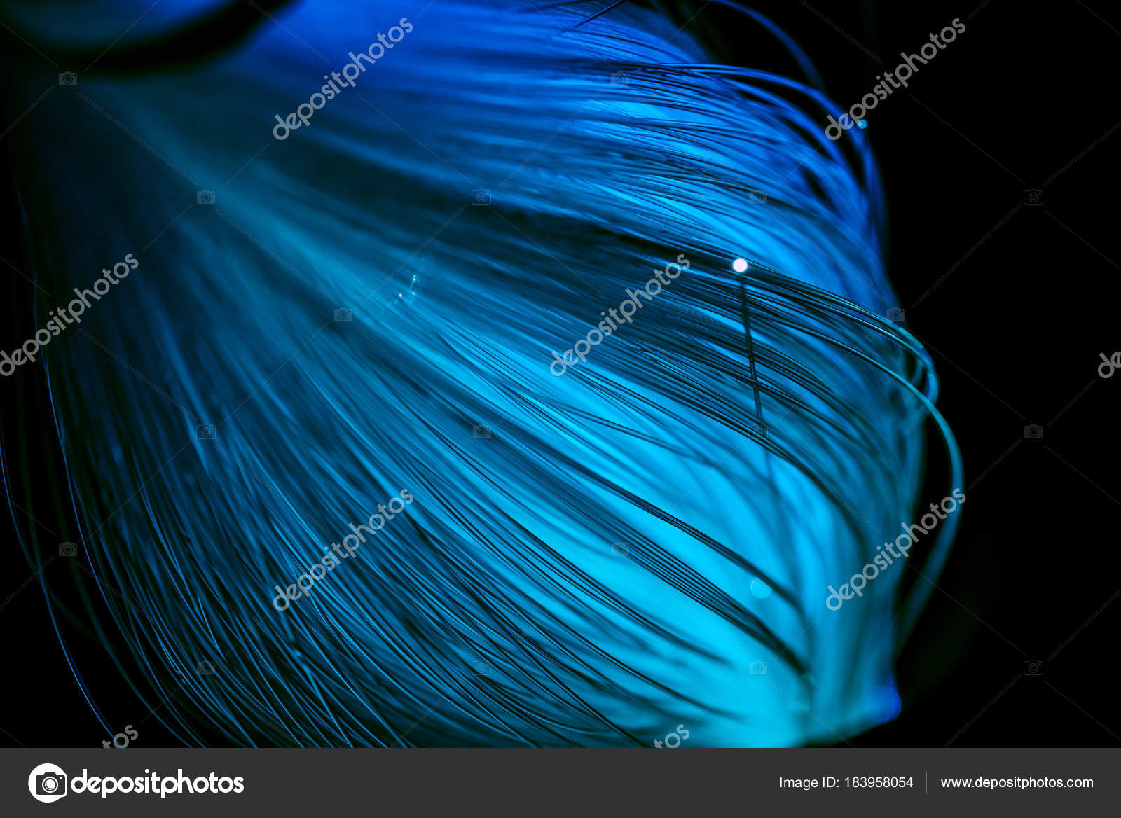 Close Glowing Blue Fiber Optics Threads Texture — Stock Photo ...