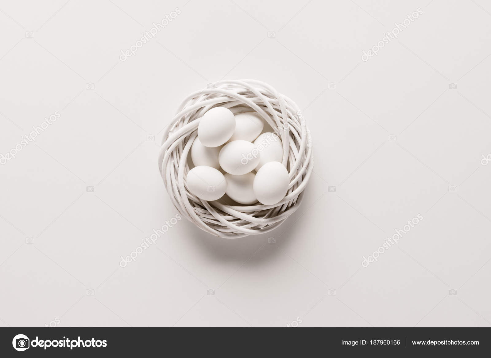 White Chicken Eggs Easter Wreath White Background Stock Photo by ...