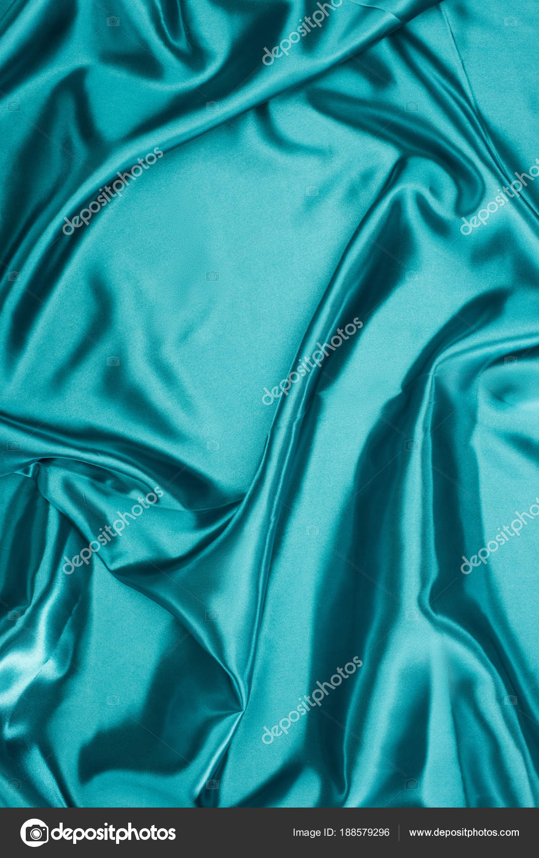 Turquoise Shiny Wavy Satin Fabric Background Stock Photo by ...