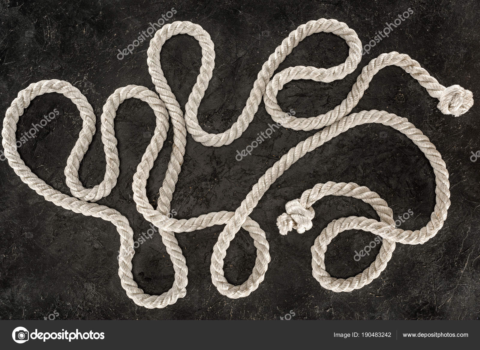 Top View White Nautical Rope Knots Dark Concrete Tabletop — Free Stock ...
