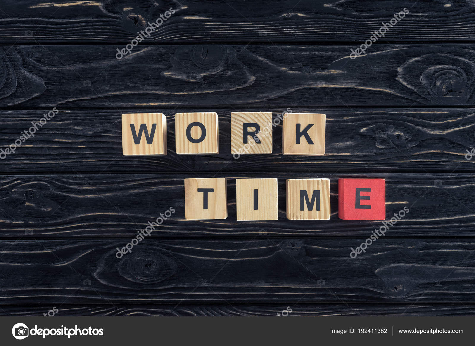 Top View Work Time Words Made Wooden Blocks Dark Wooden — Free Stock ...