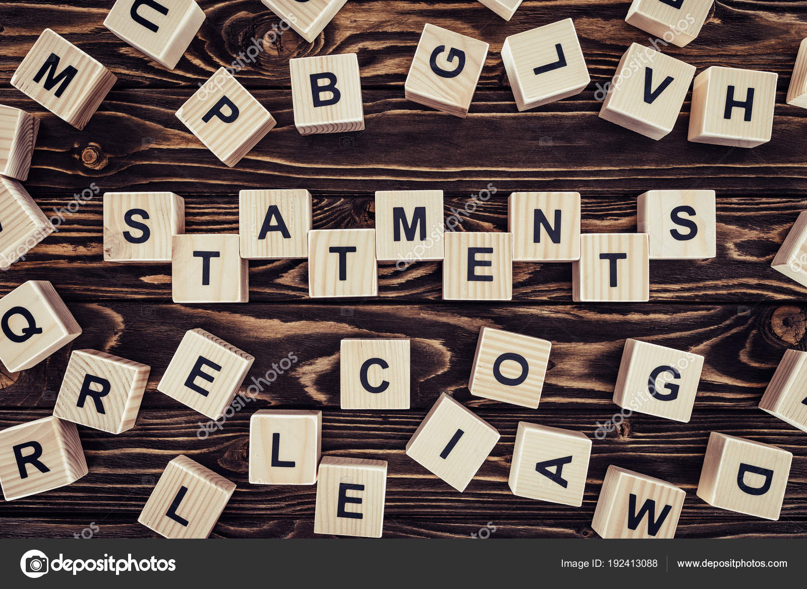 Top View Word Statements Made Wooden Blocks Wooden Surface — Stock ...