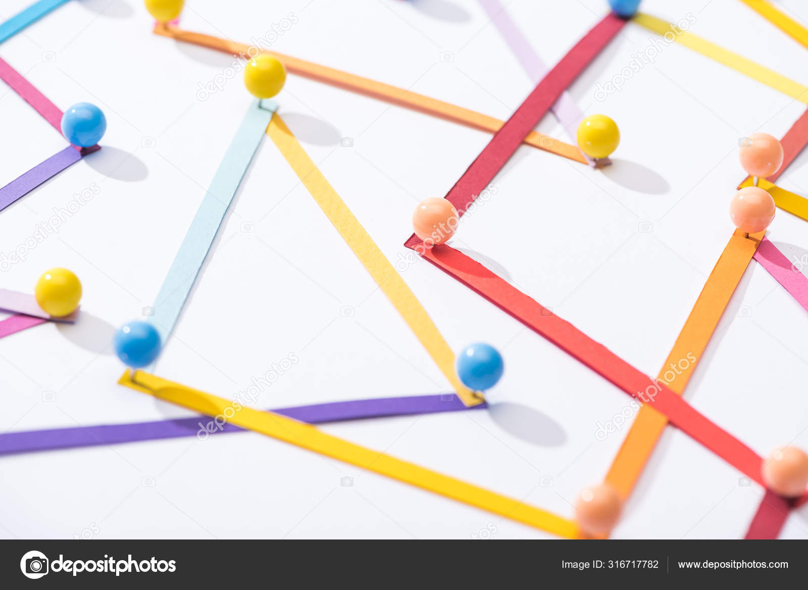Multicolored Abstract Connected Lines Pins Connection Communication ...