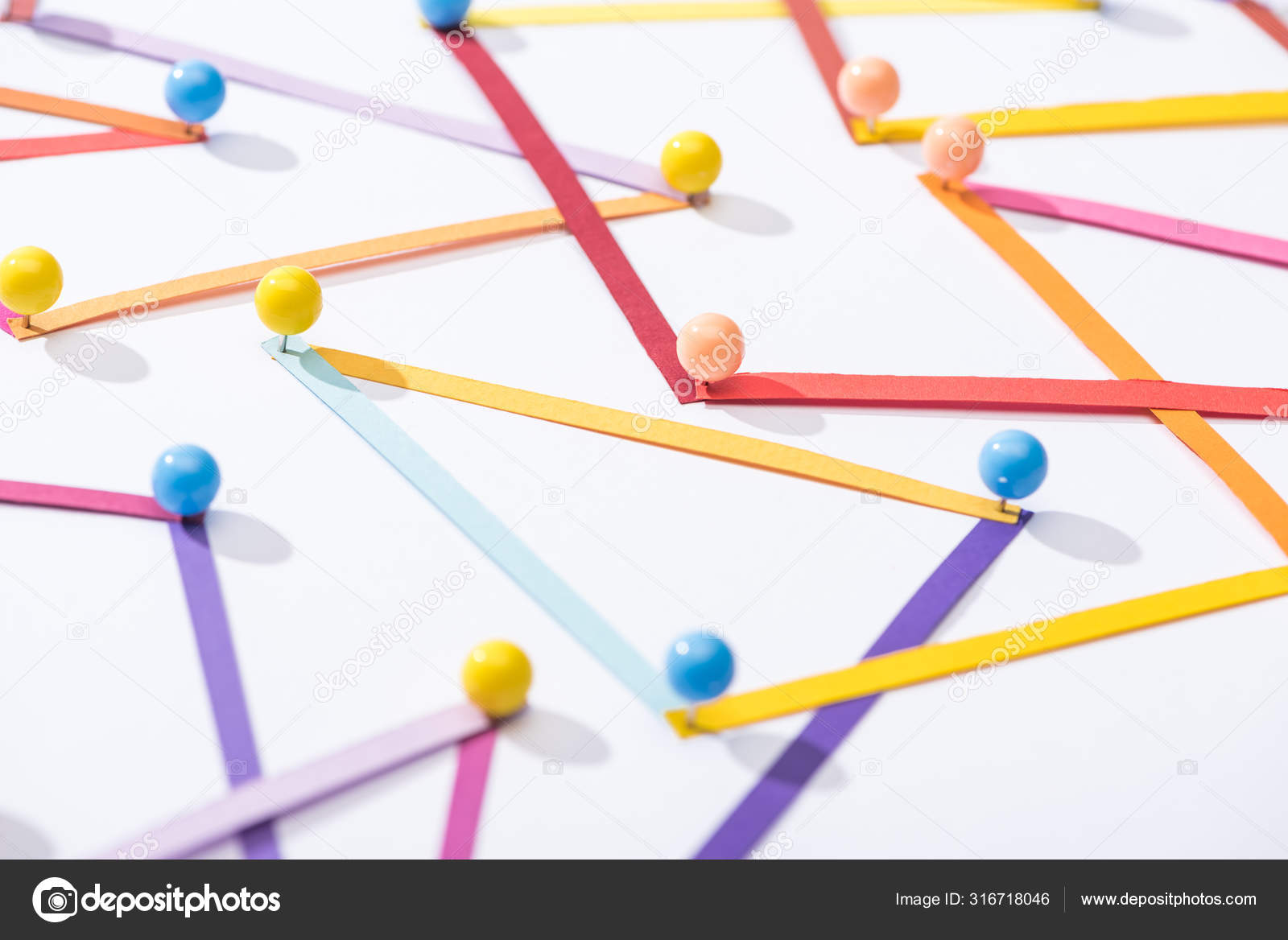 Multicolored Abstract Connected Lines Pins Connection Communication ...