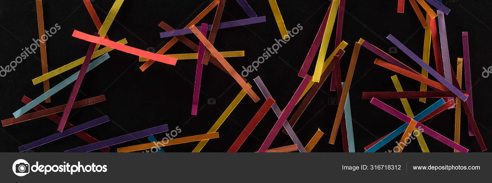 Top View Multicolored Abstract Lines Isolated Black Background ...