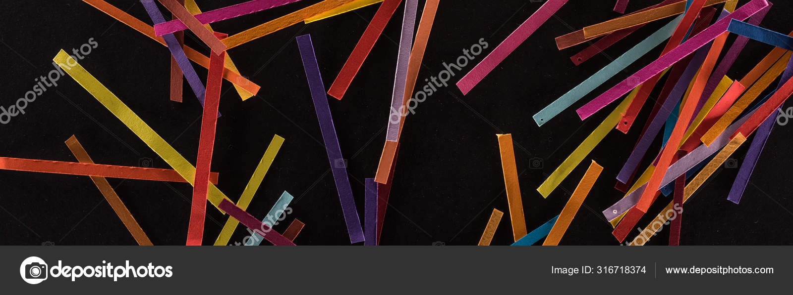 Top View Multicolored Abstract Lines Isolated Black Background ...