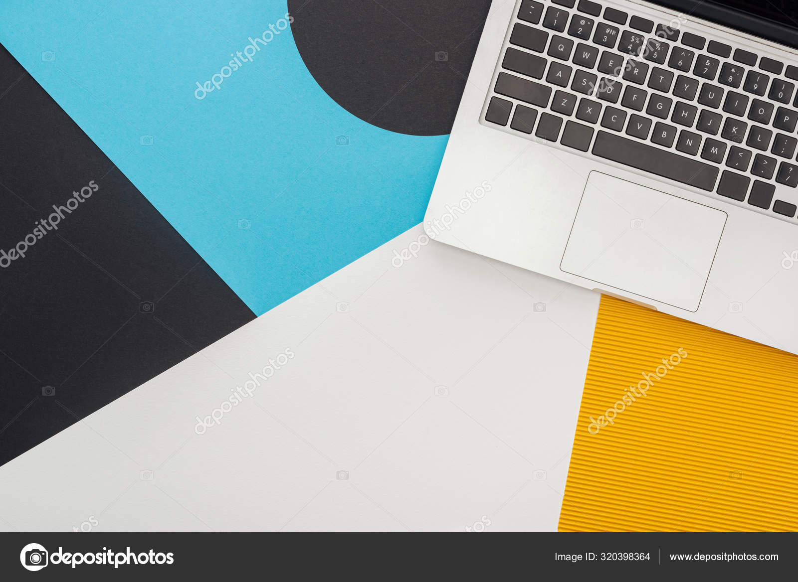 Top View Laptop Abstract Geometric Background — Stock Photo ...