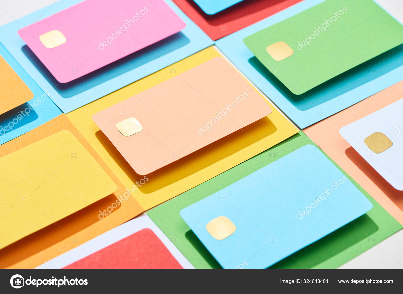Multicolored Empty Credit Cards Colorful Background Stock Photo by ...
