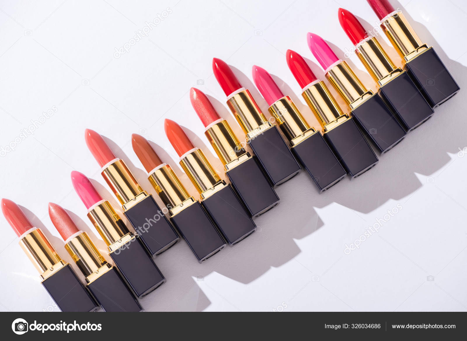 Top View Assorted Lipsticks Luxury Tubes White Background Stock Photo ...
