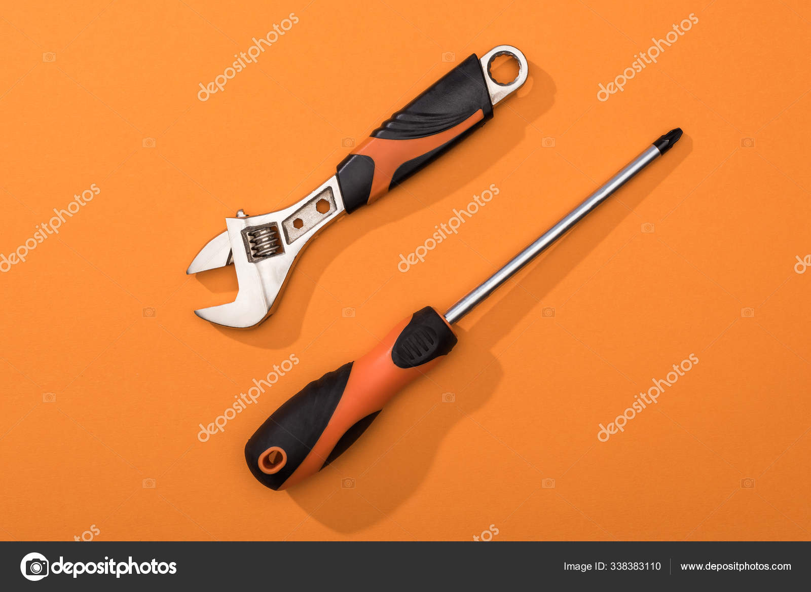 Top View Wrench Screwdriver Orange Surface — Stock Photo © VadimVasenin ...