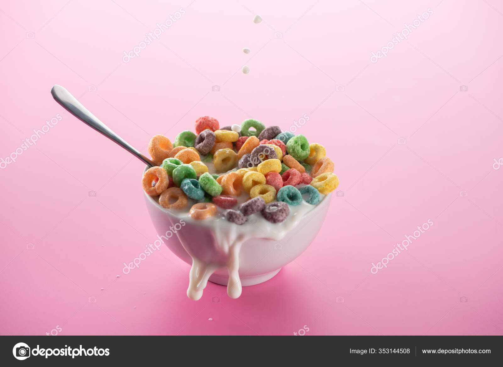 Cereal Bowl With Milk Splashing