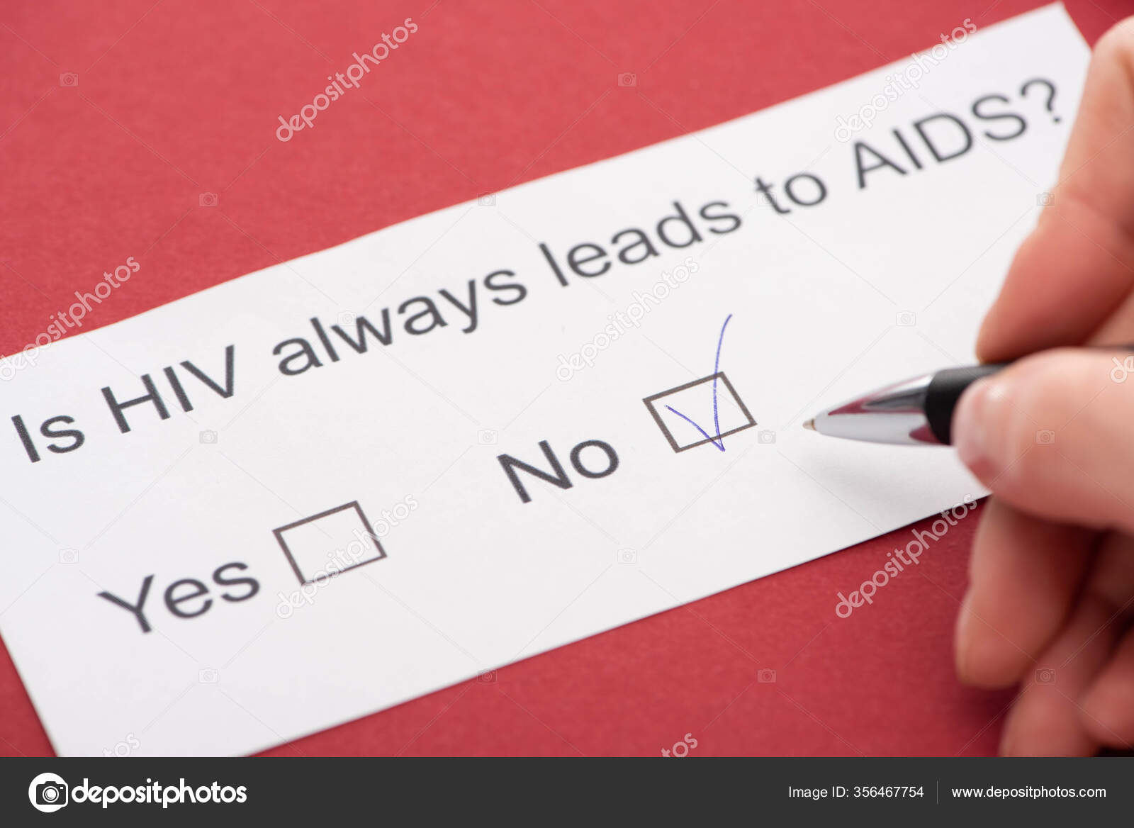 Cropped View Person Answering Hiv Questionnaire Red Background — Stock ...