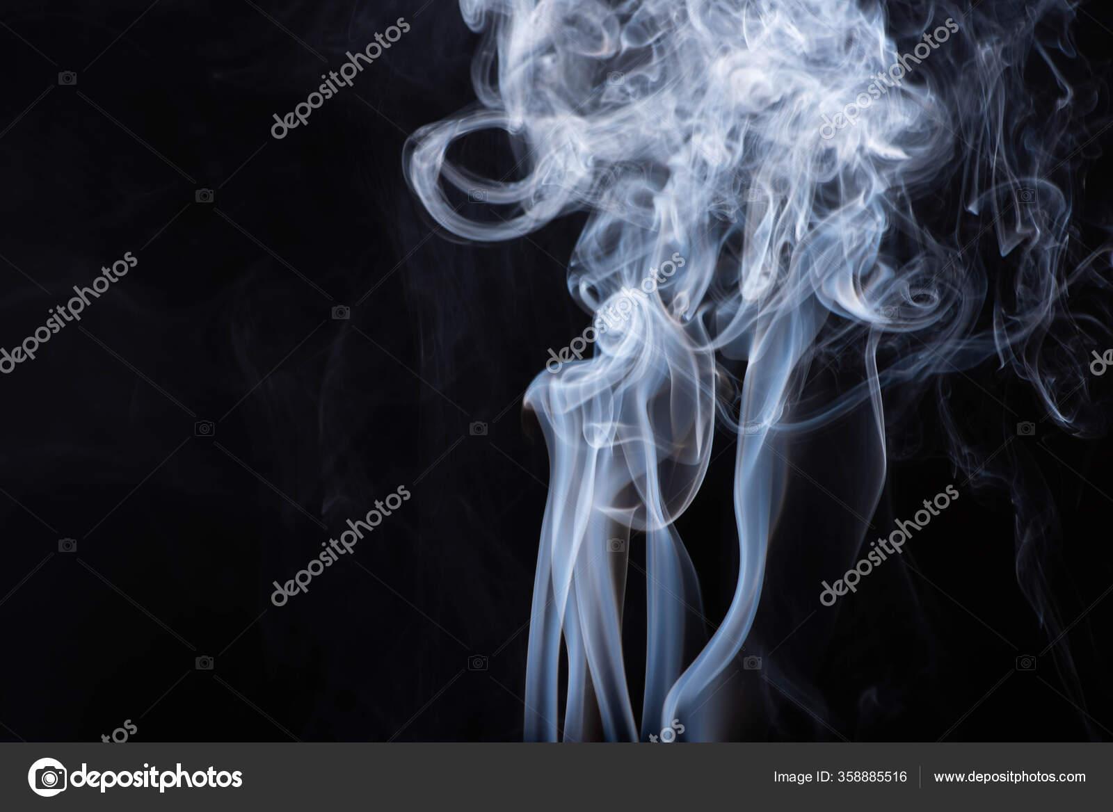 Abstract White Flowing Smoke Clouds Black Background — Stock Photo ...