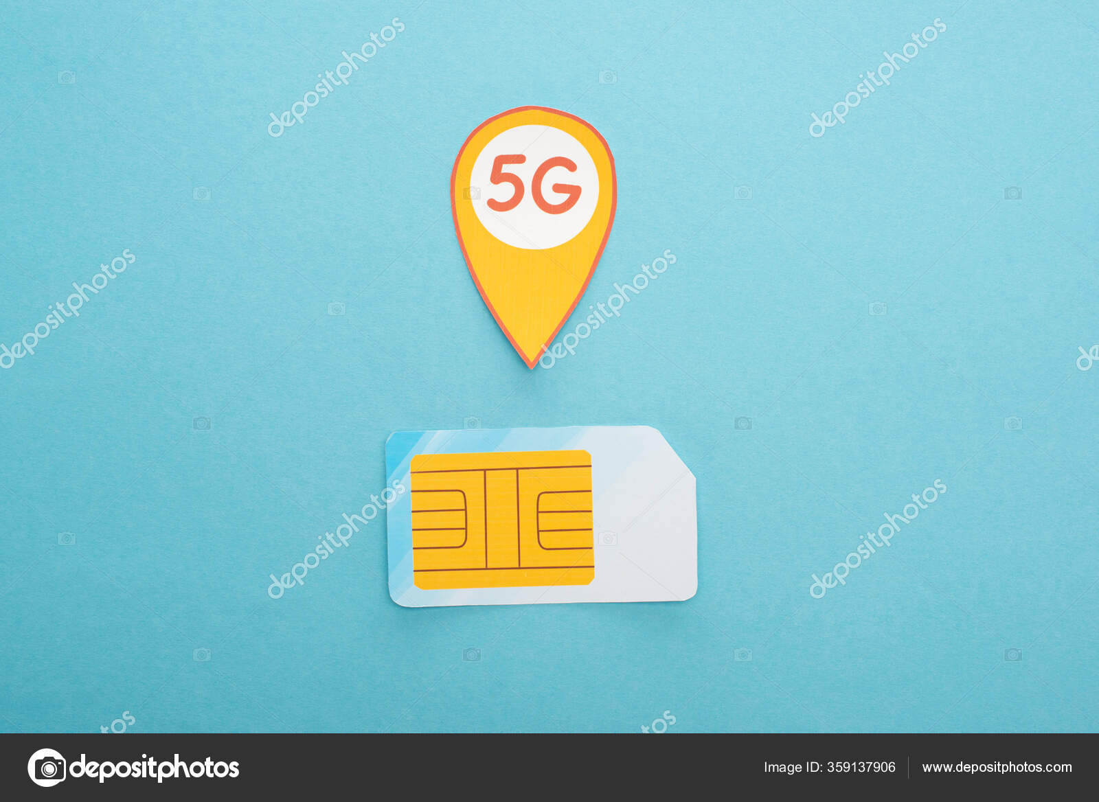 Top View Sim Card Lettering Blue Background Stock Photo by ...