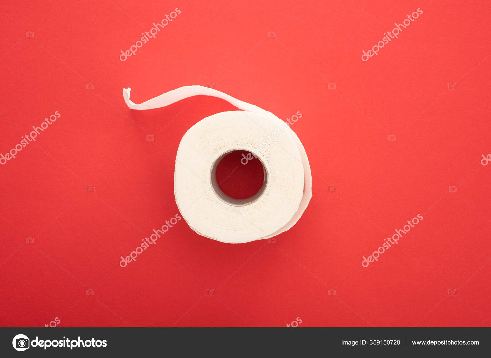 Top View White Toilet Paper Roll Red Background — Stock Photo ...