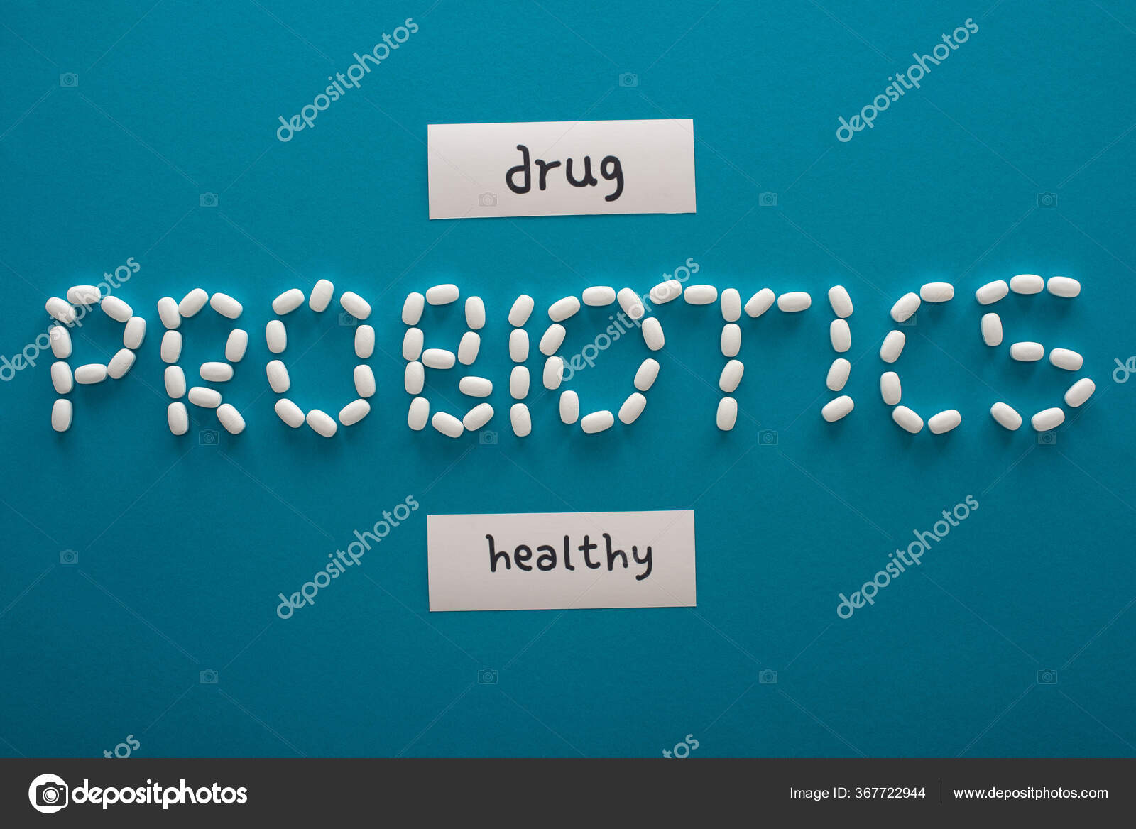 Top View Probiotics Lettering Made Pills Paper Cards Healthy Drug Stock ...