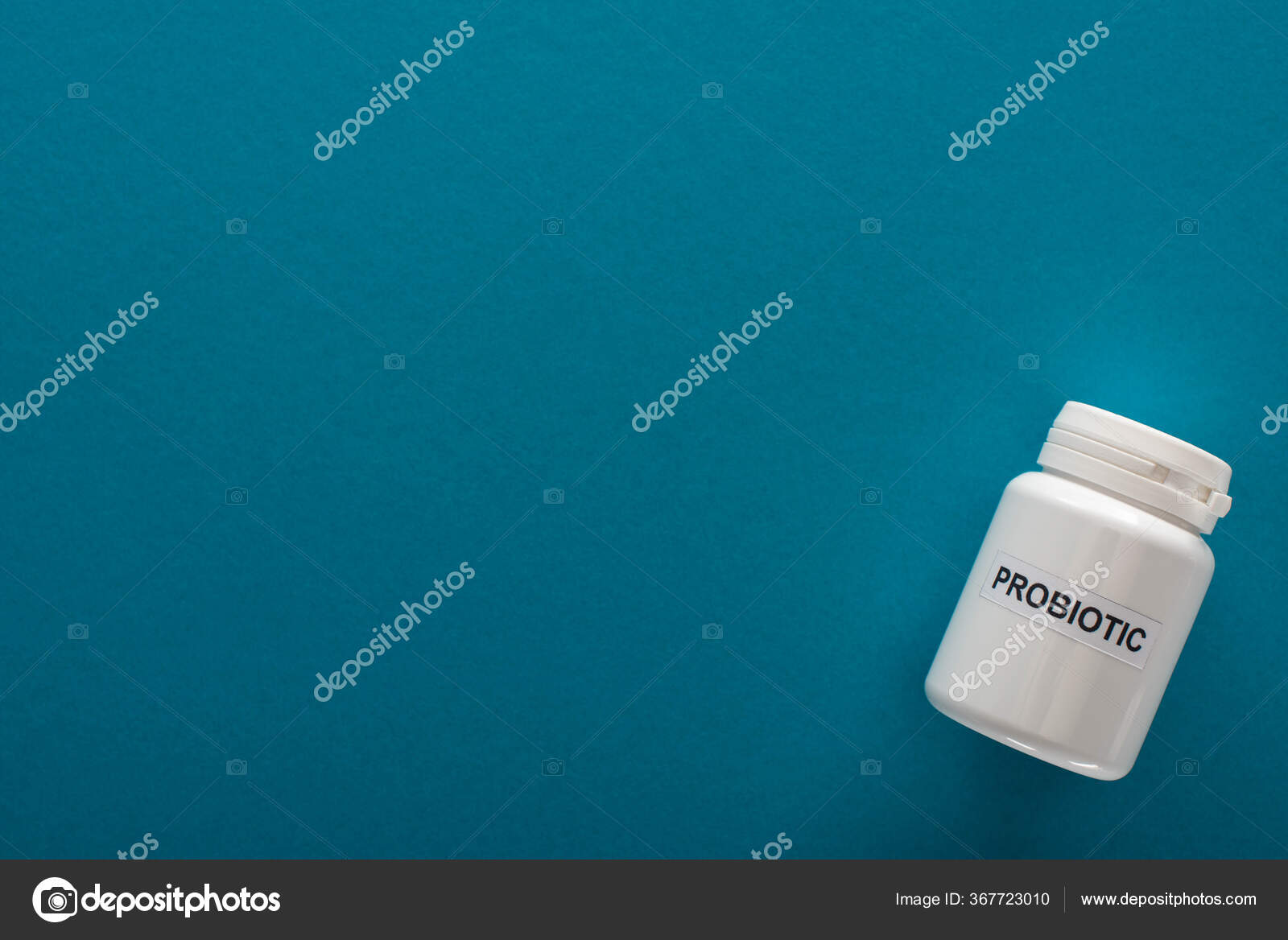 Top View White Probiotic Container Blue Background — Stock Photo ...