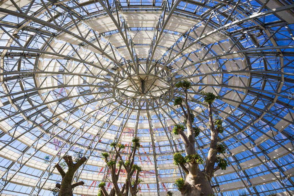 edificio de c pula del jard n bot nico de vidrio y metal en Vietnam, ciudad de Nha Trang 2018-01 ...