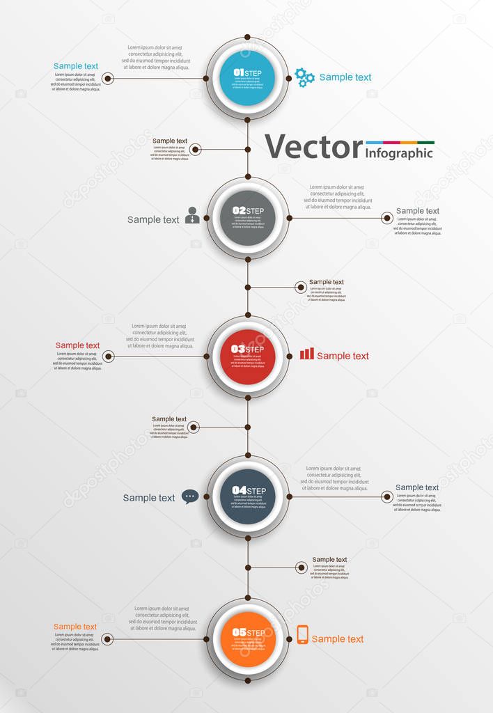 plantilla de infograf a abstracta con cinco pasos para el xito. Plantilla de c rculo de negocios ...