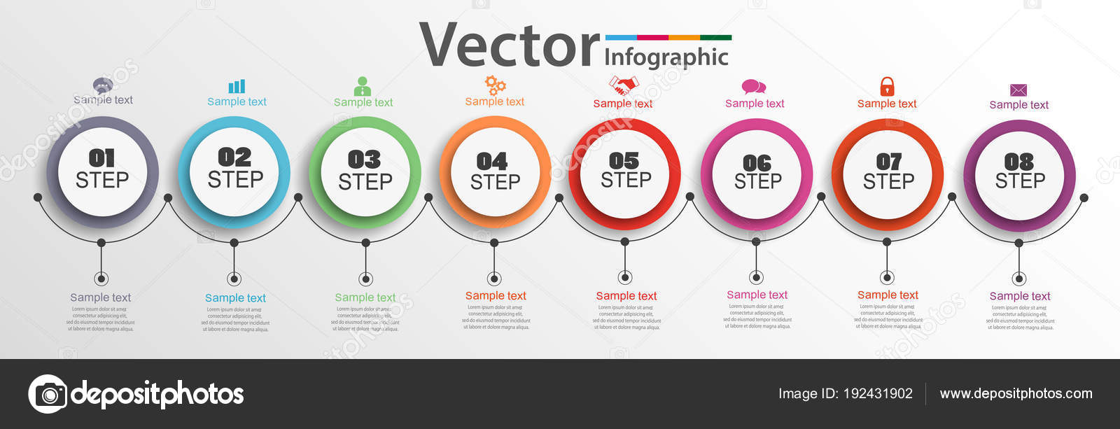 Eight Steps Infographics Colorful Circles Can Used Workflow Layout ...