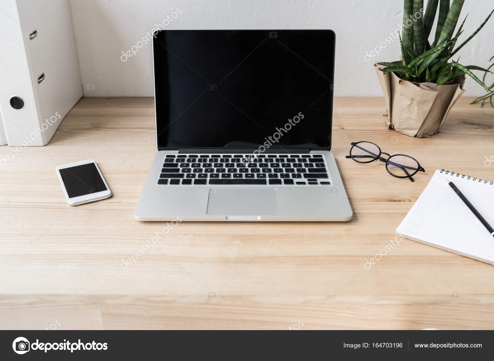Workplace with laptop computer — Stock Photo © AntonMatyukha #164703196