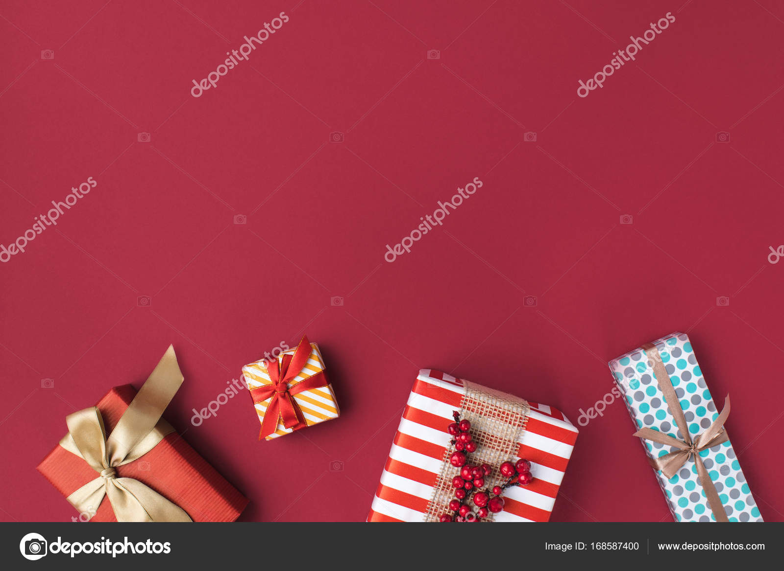 Arranged christmas gift boxes — Stock Photo © AntonMatyukha #168587400