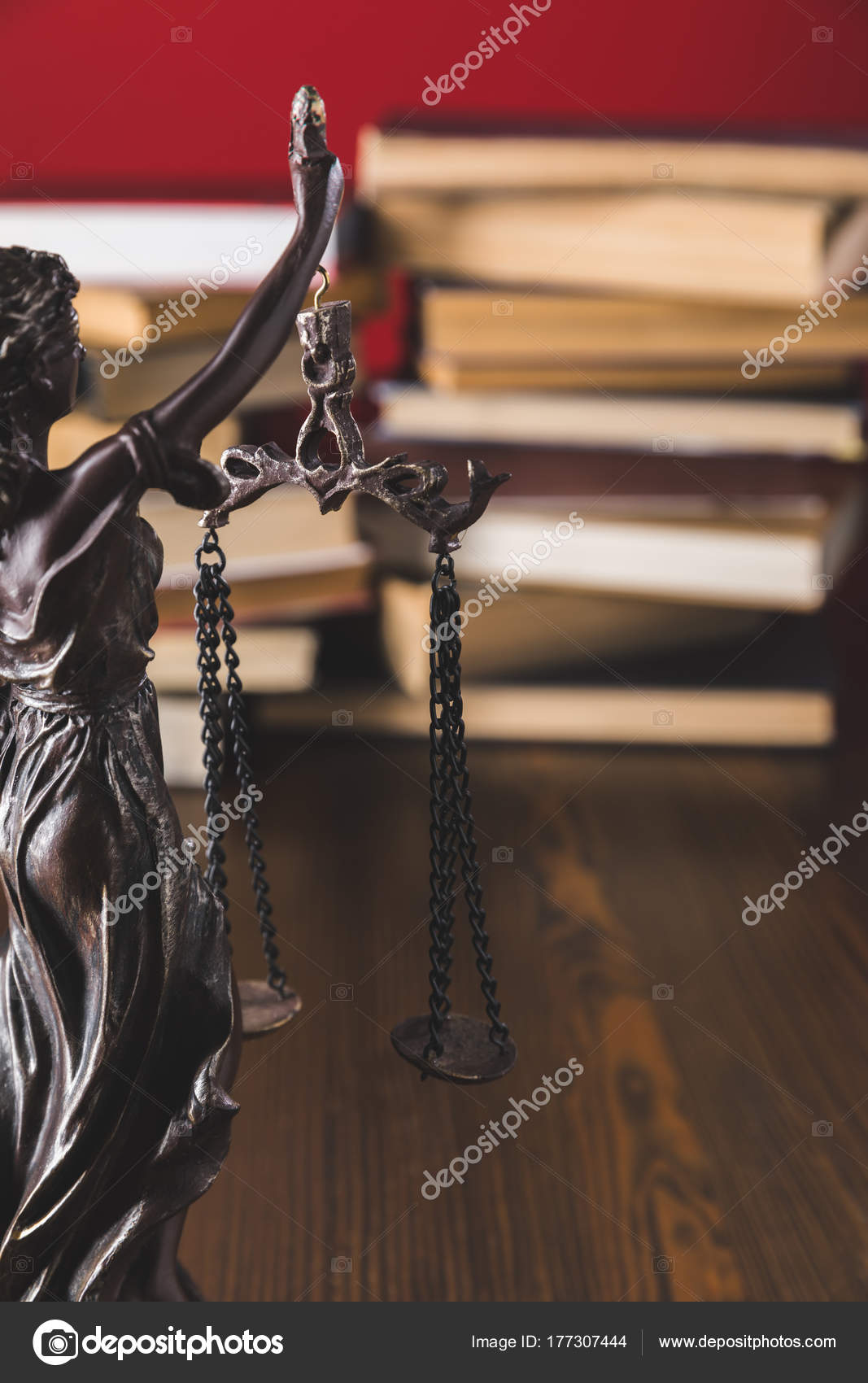 Statue Lady Justice Wooden Table Books Law Concept — Stock Photo ...