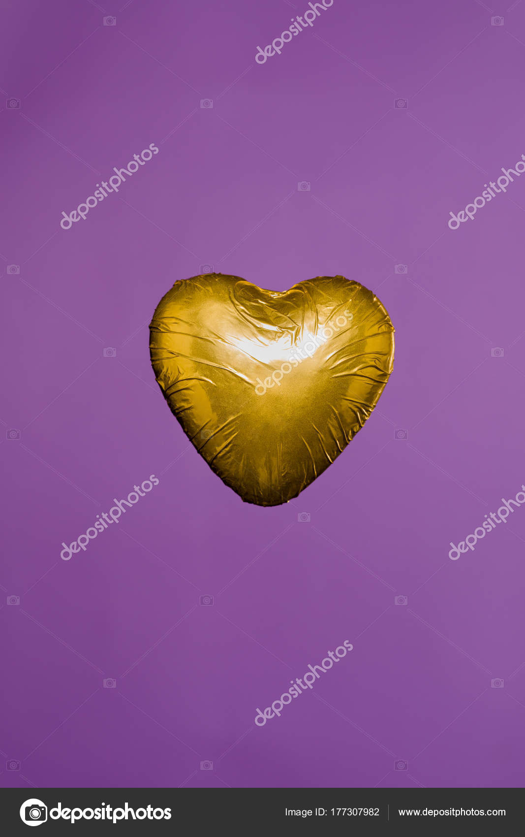 Heart Shaped Candy Golden Wrapper Isolated Purple — Free Stock Photo ...
