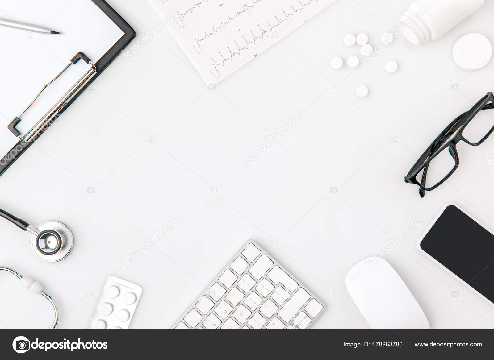 Different Objects Scattered Isolated White Background — Stock Photo ...