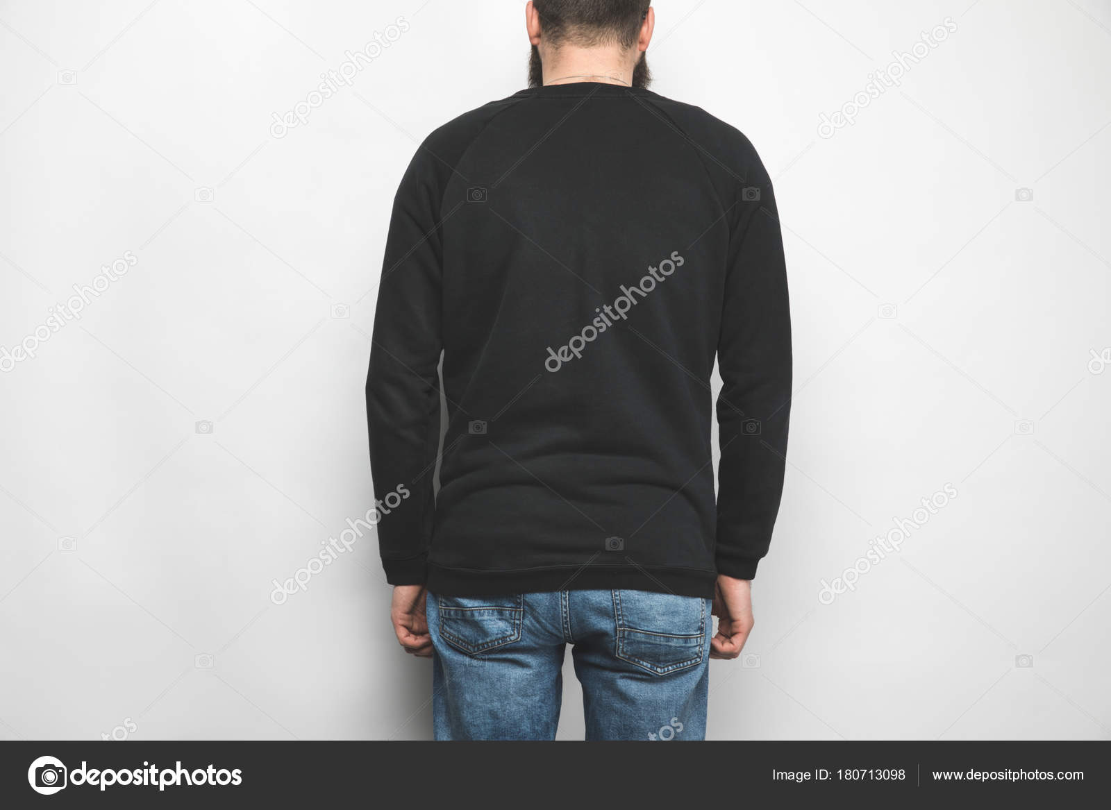 Back View Man Black Sweatshirt Isolated White Stock Photo by ...