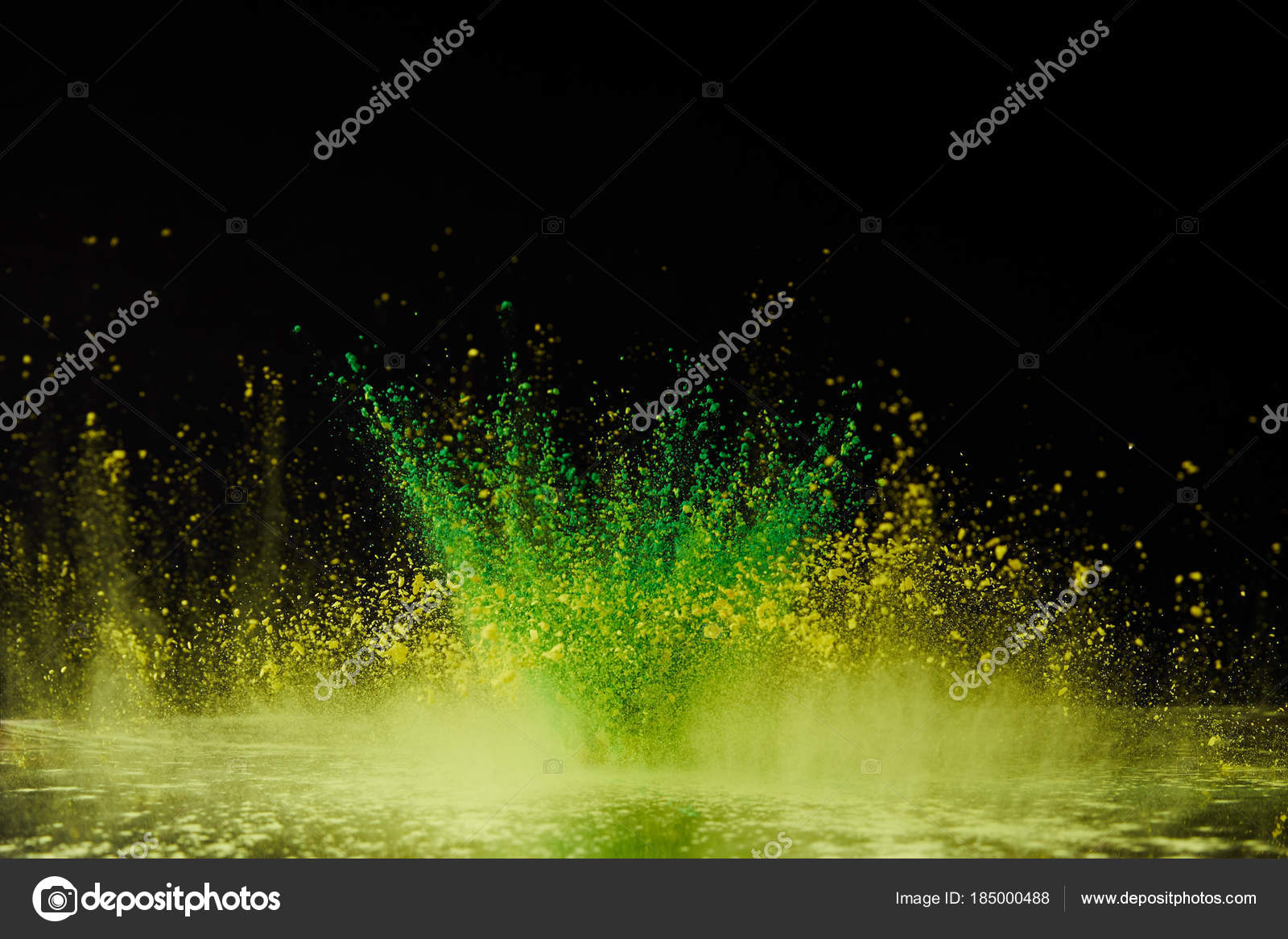 Yellow Green Holi Powder Explosion Black Hindu Spring Festival Stock ...