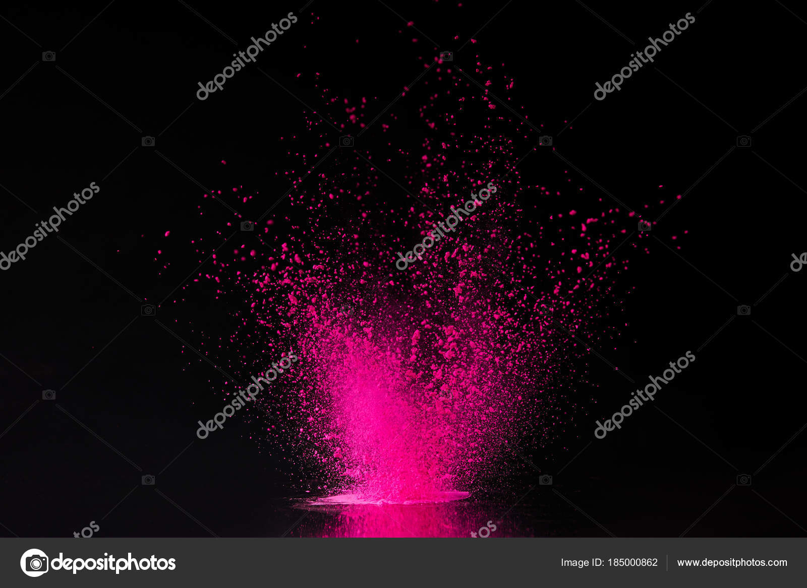 Pink Holi Powder Explosion Black Traditional Indian Festival Colours ...