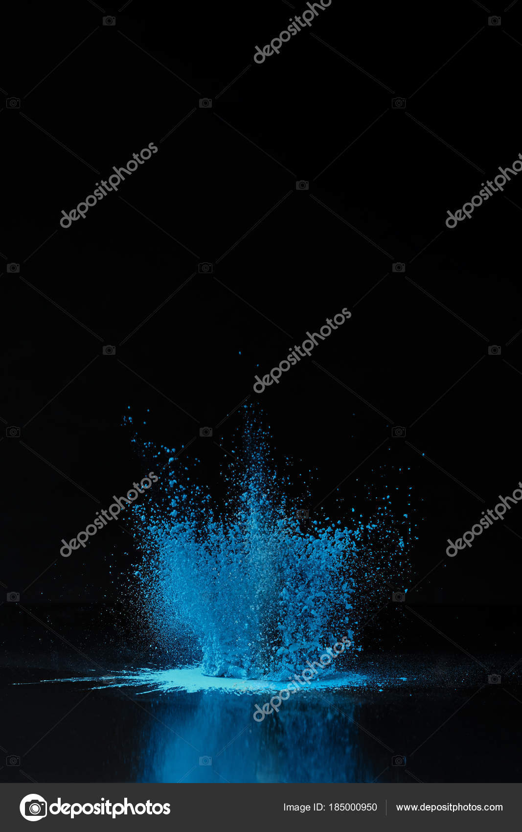Blue Holi Powder Explosion Black Traditional Indian Festival Colours ...