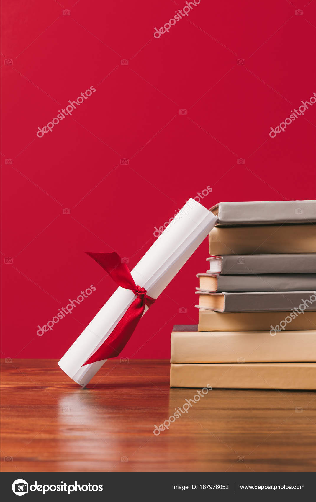 Cropped View Stack Books Diploma Red — Stock Photo © AntonMatyukha ...