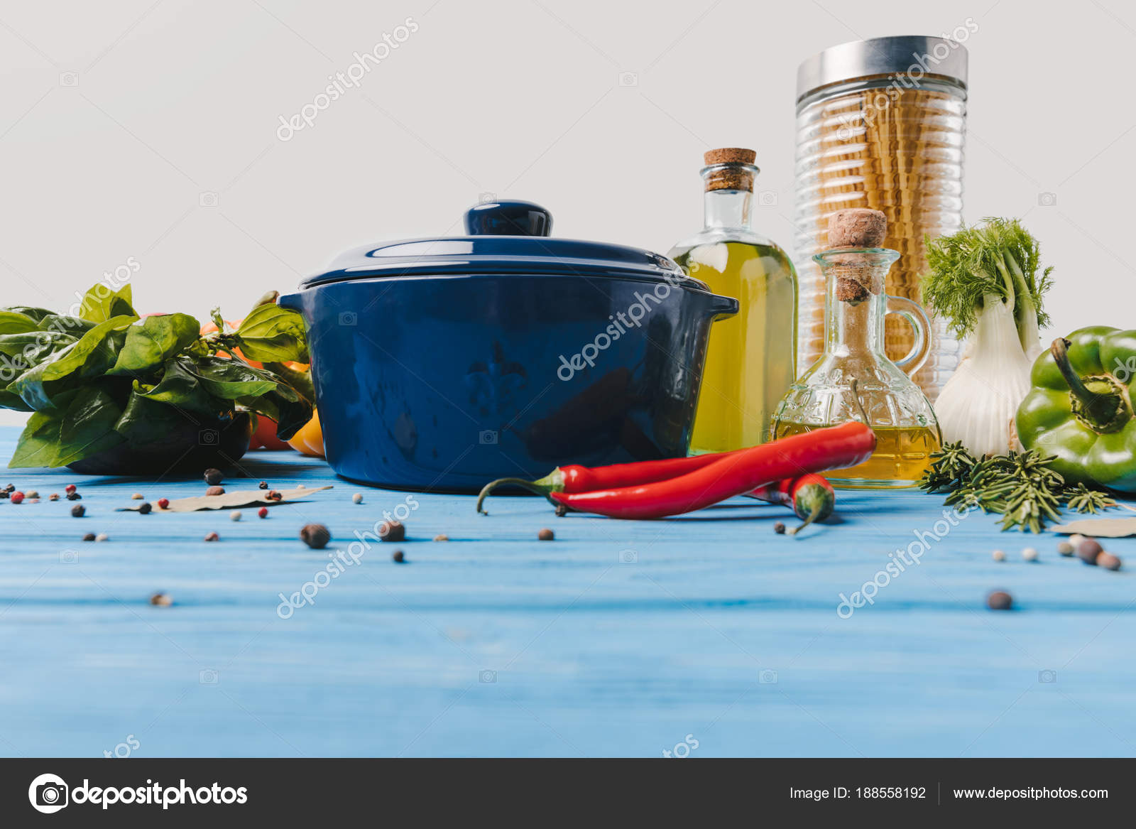 Pan Ingredients Cooking Pasta Table Stock Photo by ©AntonMatyukha 188558192