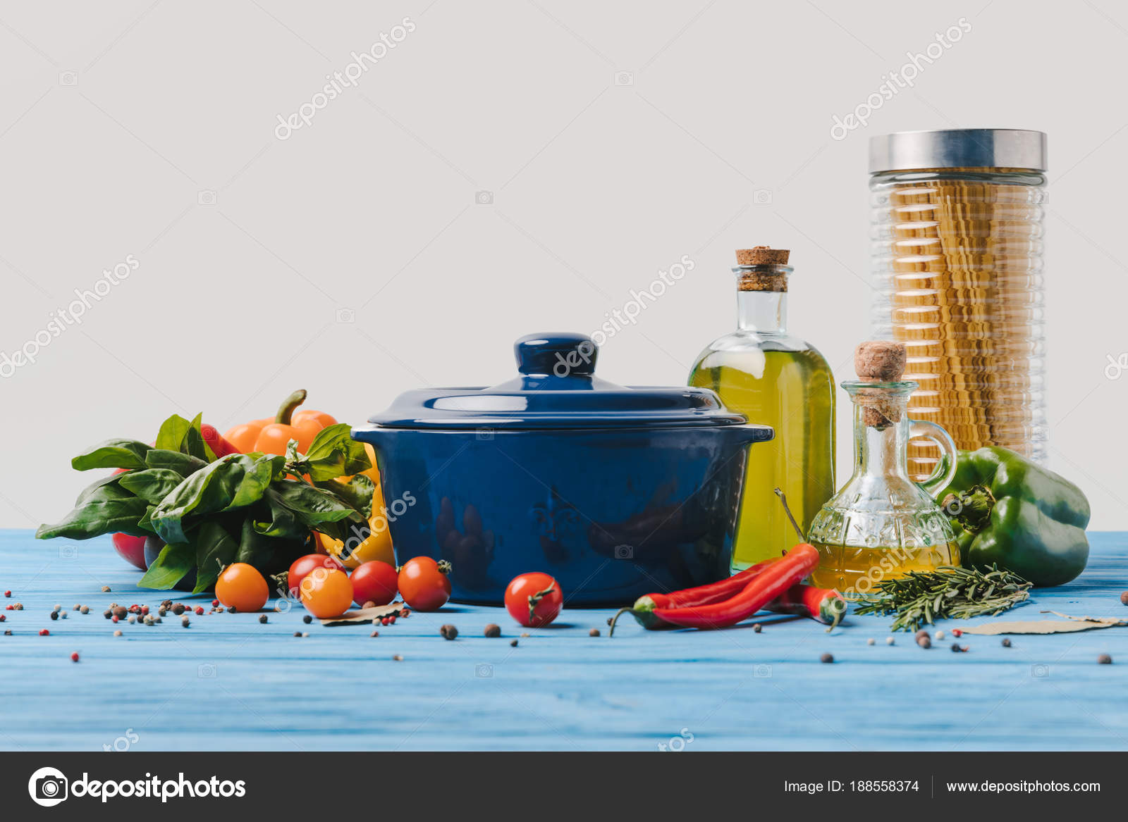Ingredients Cooking Pasta Vegetables Table — Stock Photo ...