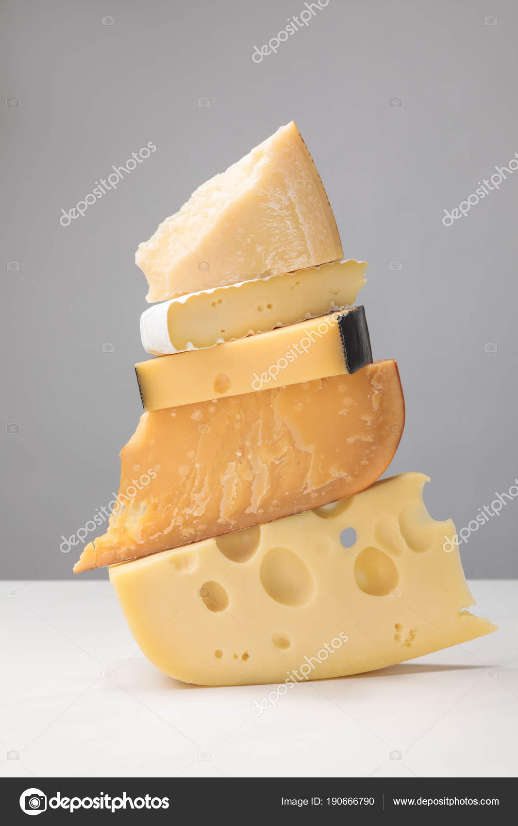 Close View Stack Different Types Cheese Gray — Stock Photo ...